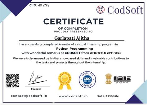 Garlapati Ajitha On Linkedin Codsoft Codsoft Codsoft