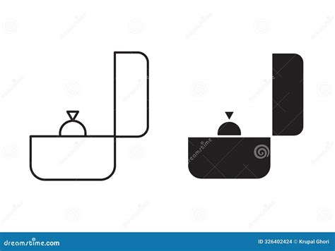 Ring Box Outline Icon Collection Or Set Ring Box Thin Vector Line Art Stock Illustration