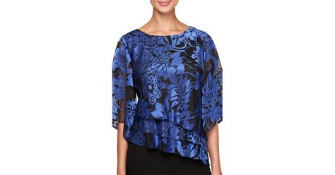 Alex Evenings Blouse With Asymmetric Tiered Hem In Blue Lyst