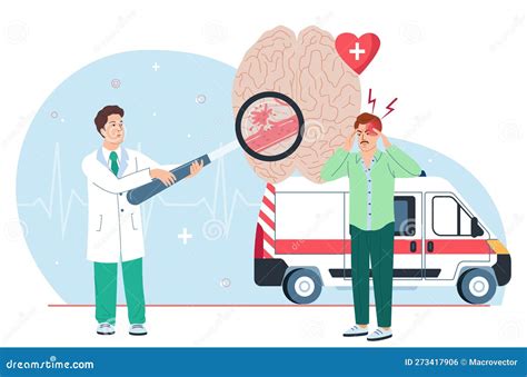 Stroke Flat Composition Stock Vector Illustration Of Brain 273417906
