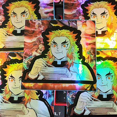 Jual Sticker Stiker Hologram Anime Kimetsu No Yaiba Rengoku Kota