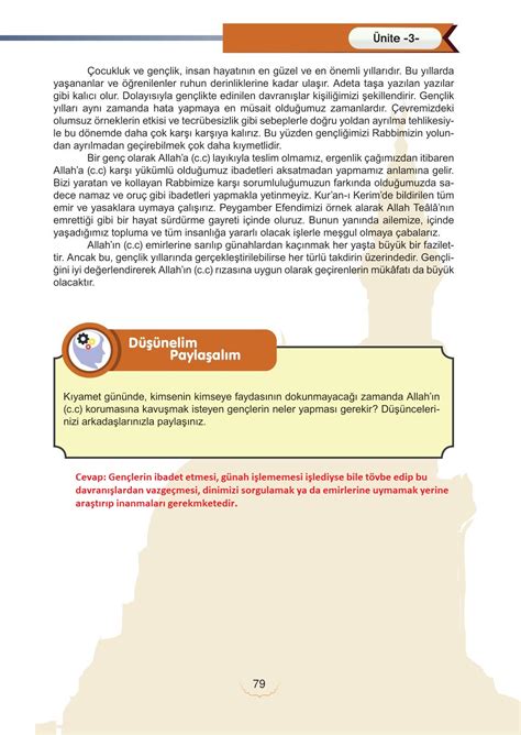6 Sınıf Peygamberimizin Hayatı Meb Yayınları Sayfa 79 Cevapları