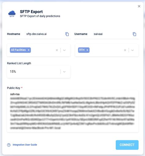 setting up sftp export integration saiva ai