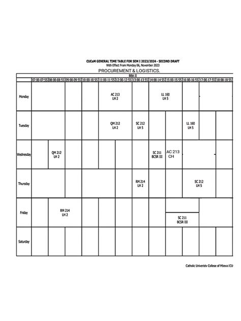 Procurement Class Timetable Pdf
