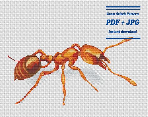 Insect Ant Counted Cross Stitch Pattern Modern Insect Embroidery