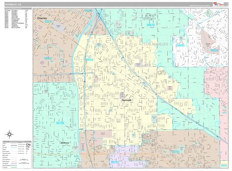 Premium Style Wall Map Of Norwalk Ca American Map Store