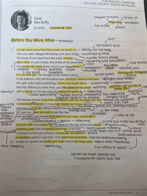Aqa Gsce Before You Were Mine Poem Analysis Artofit