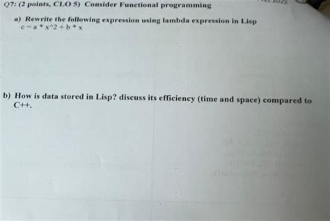 Solved A Rewrite The Following Expression Using Iambda