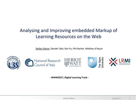 analysing and improving learning resources markup on the web ppt