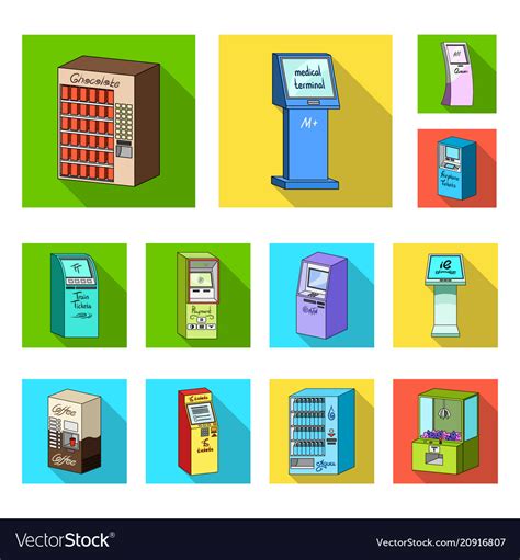Variety Of Terminals Flat Icons In Set Collection Vector Image
