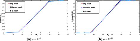 Mesh Comparison Of Exp Mesh Shishkin Mesh And B S Mesh For