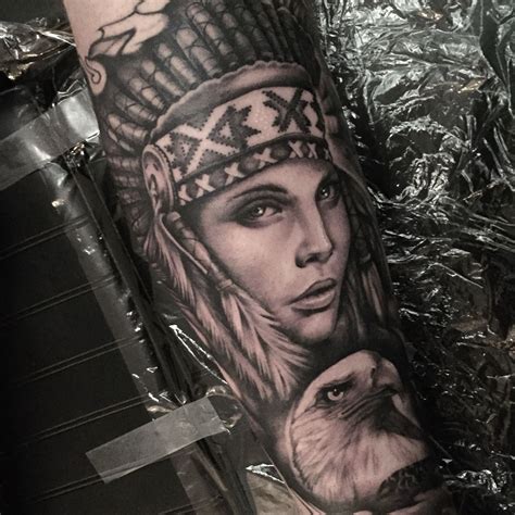 Realistic Black And Grey Indian Girl Owl Tattoo By Our Latest Guest