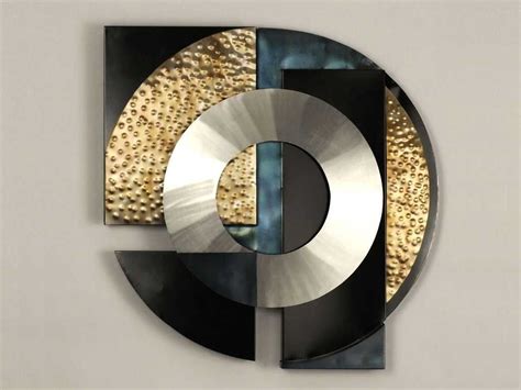 Wall Art Geometric Modern Metal Abstract Wall Art 10 Of 20 Photos
