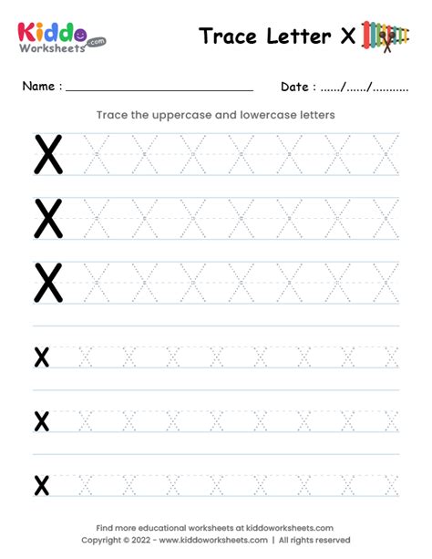 Letter X Tracing Worksheets