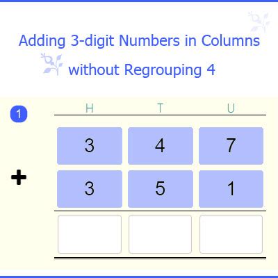 Adding Digit Numbers In Columns Without Regrouping Digit Addition