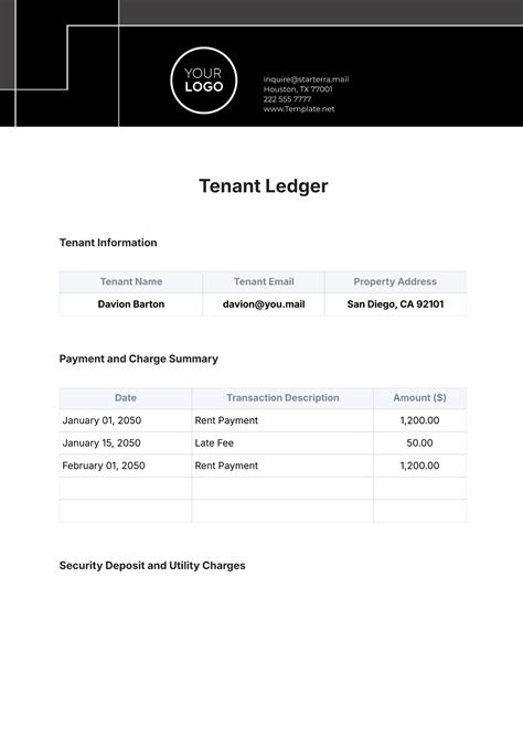 Free Tenant Ledger Template