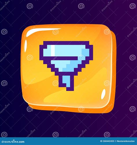 Funnel Glossy Ui Button With Pixelated Color Icon Stock Vector