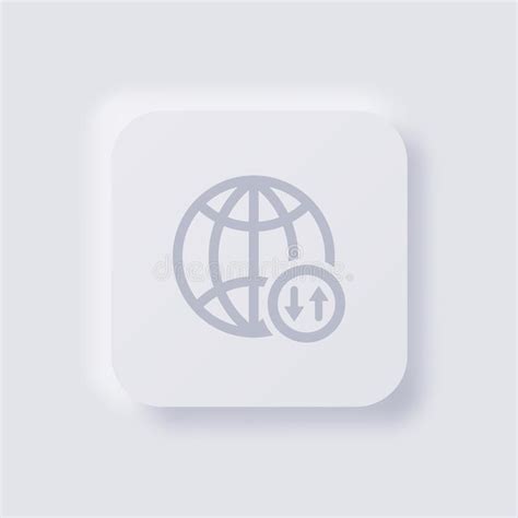 Globe Icon With Upload And Download Arrow Symbol White Neumorphism Soft Ui Design For Web