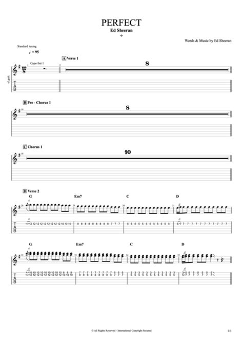 Perfect Tab By Ed Sheeran Guitar Pro Full Score Mysongbook