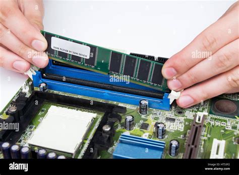 Man Installing Memory PC Motherboard RAM Upgrade Stock Photo Alamy