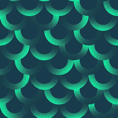 Premium Vector Semicircle Scale Seamless Pattern Trendy Vector Turquoise Abstract Background