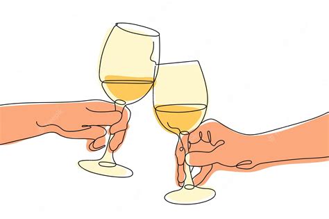 Premium Vector People Clink Glasses With Drinks Illustration In Line