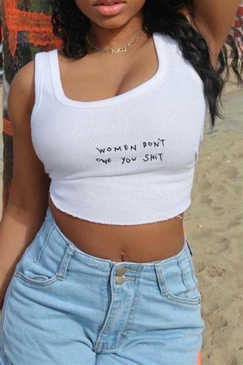 Outfits Tops Casual White Crop Top Tank Black Tank Tops White Tops