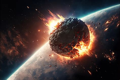 Premium Photo Impact Earth Meteor In Route Collision
