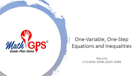 One Variable One Step Equations And Inequalities Math Gps