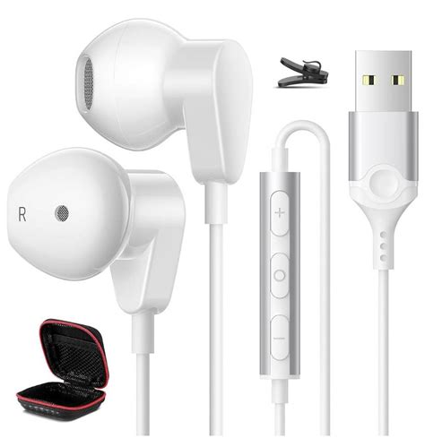 Hgcxing Pc 노트북용 Usb 이어폰 유선 이어버드 컴퓨터 헤드폰 마이크 볼륨 컨트롤 음소거 버튼 경량 티몬