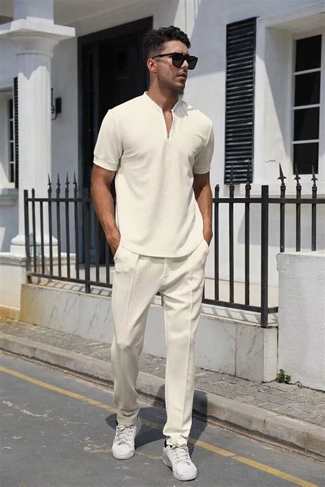 Men Short Sets Outfits Short Sleeve Muscle Tee Pants Summer 2 Piece