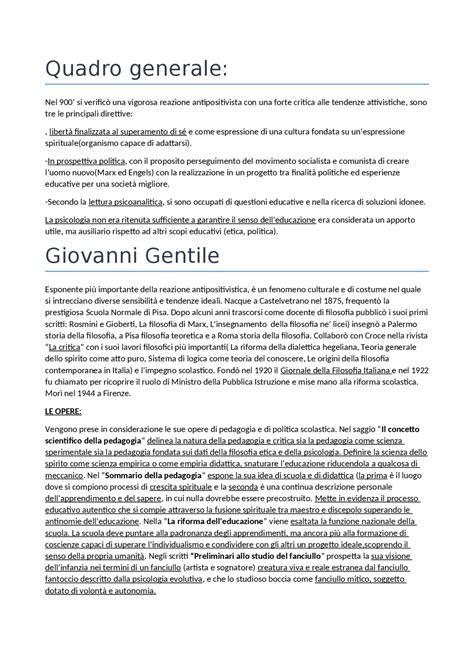 Pedagogia Riforma Gentile Docsity