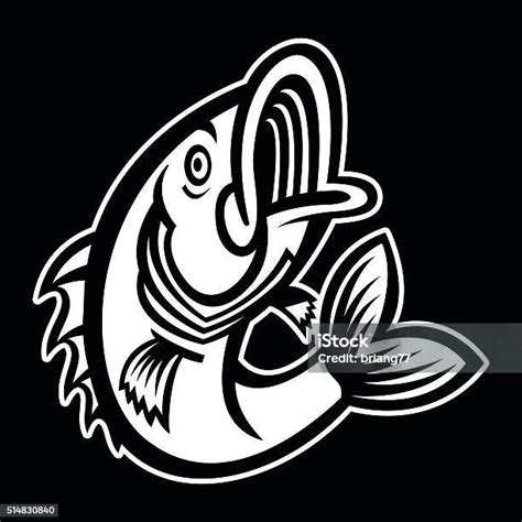 Ikon Vektor Ikan Bass Melompat Ilustrasi Stok Unduh Gambar Sekarang