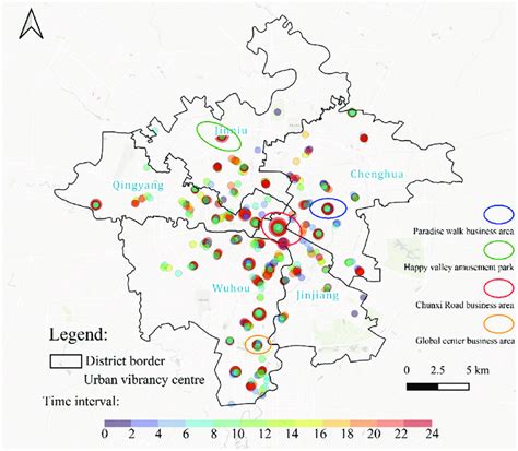Spatial And Temporal Distribution Of Urban Vibrancy Centers And The