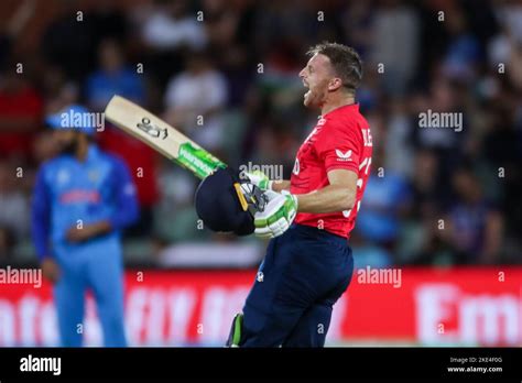 Englands Jos Buttler Celebrates Following Victory Over India In The