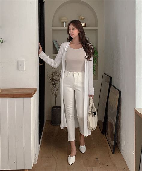 [5컬러 여리여리] 케미 시스루 골지 니트 롱 가디건 에이블리