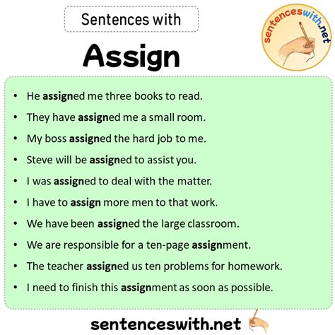 Sentences With Assign Sentences About Assign Sentenceswithnet