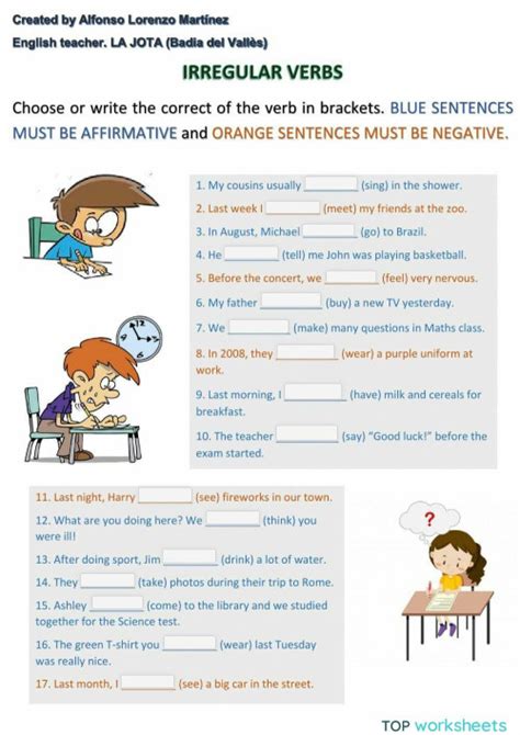 Irregular Verbs 3 Interactive Worksheet Topworksheets