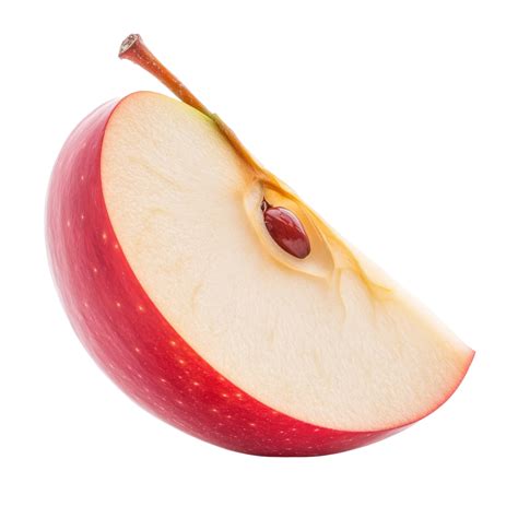 Fresh Slice Of Red Apple Fruit With Visible Seed Isolated On A
