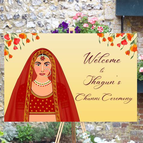 Chunni Ceremony Sign Punjabi Wedding Sign Maiyan Sign Jaggo Etsy