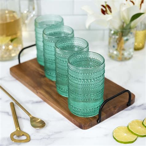 Buy Greenline Goods Hobnail Drinking Glasses Green Oz Thick Modern Kitchen Glassware Set
