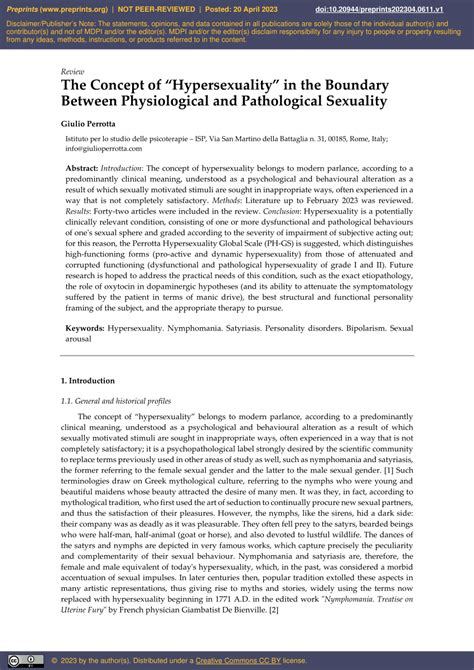 Pdf The Concept Of Hypersexuality” In The Boundary Between