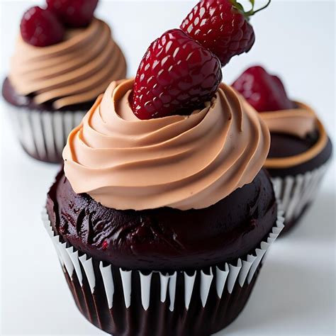 Premium Photo Indulgent Gourmet Dessert Chocolate Raspberry Cupcake