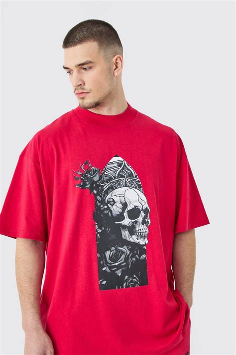 Tall Oversized Extended Neck Skull T Shirt Boohoo Usa