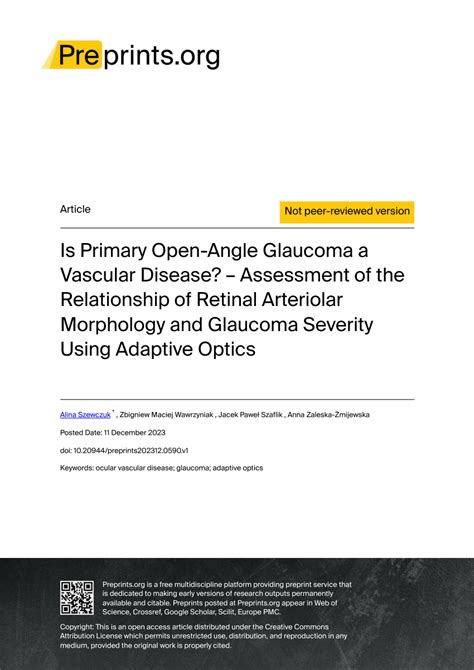 Pdf Is Primary Open Angle Glaucoma A Vascular Disease Assessment Of The Relationship Of