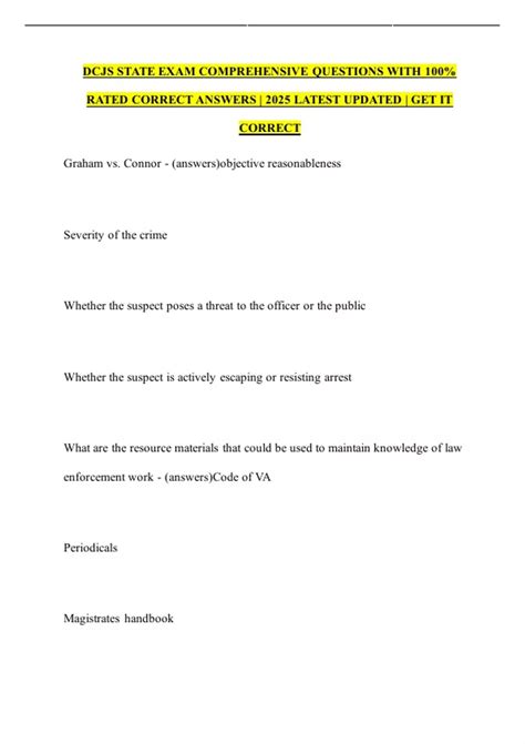 Dcjs State Exam Comprehensive Questions With 100 Rated Correct Answers 2025 Latest Updated