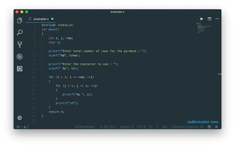 C Program To Print Half Right Angled Triangle Or Half Pyramid Codevscolor