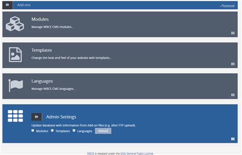 add ons wbce cms help