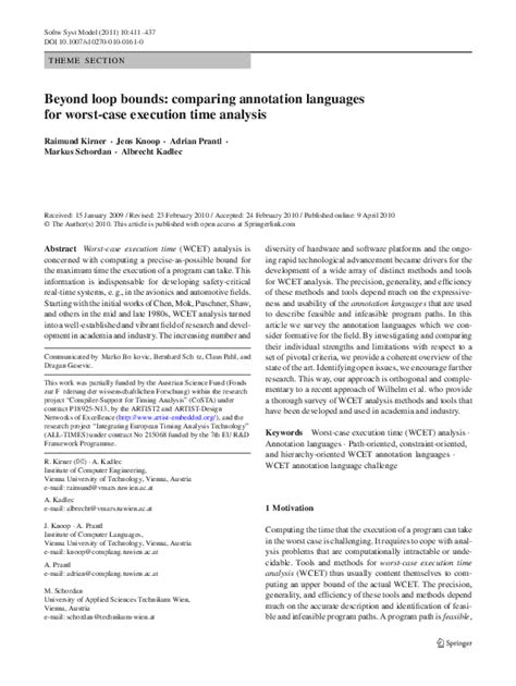 Pdf Beyond Loop Bounds Comparing Annotation Languages For Worst Case Execution Time Analysis