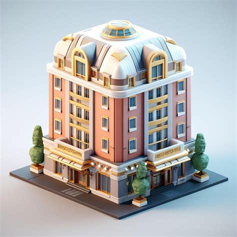 Premium Ai Image 3d Isometric Rendering Of A Modern Hotel Building